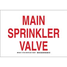 Main Sprinkler Valve Sign | Brady | BradyID.com