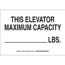 This Elevator Maximum Capacity ________Lbs Sign | Brady | BradyID.com