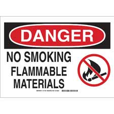 DANGER No Smoking Flammable Materials Sign | Brady | BradyCanada.ca