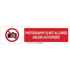 Photography Is Not Allowed Unless Authorized Slider Sign | Brady ...