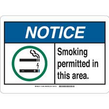 NOTICE Smoking Permitted In This Area. Sign | Brady | BradyCanada.ca