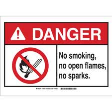 DANGER No Smoking, No Open Flames, No Sparks. Sign | Brady | BradyCanada.ca
