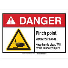 DANGER Pinch Point. Watch Your Hands. Keep Hands Clear. Will Result In ...