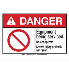 DANGER Equipment Being Serviced. Do Not Operate. Severe Injury Or Death ...