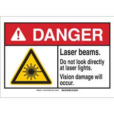 DANGER Laser Beams. Do Not Look Directly At Laser Lights. Vision Damage ...
