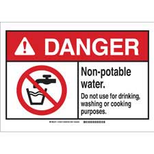 Brady Part: 145211 | DANGER Non-Potable Water. Do Not Use For Drinking ...