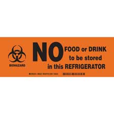 No food or drink to be stored in this refrigerator sign - Brady Part ...