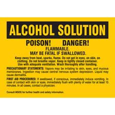 Alcohol Solution Poison Danger Flammable May Be Fatal If Swallowed ...