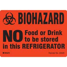 Biohazard No Food or Drink To Be Stored In This Refrigerator Labels ...