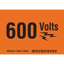 600 VOLTS Sign - Brady Part: 20936 | Brady | BradyID.com