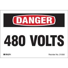 Reflective DANGER 480 Volts Labels - Brady Part: 21000LS | Brady ...