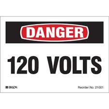 Reflective DANGER 120 Volts Labels - Brady Part: 21001LS | Brady ...
