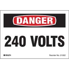 Reflective DANGER 240 Volts Labels - Brady Part: 21002LS | Brady ...