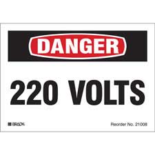 Reflective DANGER 220 Volts Labels - Brady Part: 21008LS | Brady ...