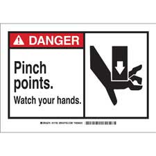 DANGER Pinch Points. Watch Your Hands. Serious Injury Will Result. Sign ...