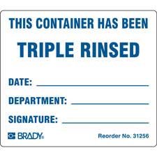 This Container Has Been Triple Rinsed Labels - Brady Part: 31256LS ...