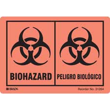 Bilingual Biohazard Labels - Brady Part: 31264LS | Brady | BradyCanada.ca