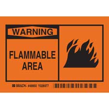 WARNING Flammable Area Labels - Brady Part: 49950 | Brady | BradyCanada.ca