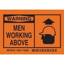 WARNING Men Working Above Labels - Brady Part: 49953 | Brady ...