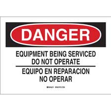 Bilingual DANGER Equipment Being Serviced Do Not Operate Sign - Brady ...