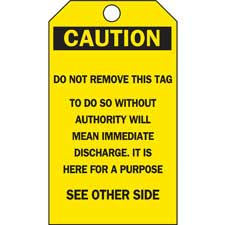 Brady Part: 65348 | Accident Prevention Tags: CAUTION Do Not Remove ...