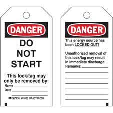 Brady Part: 65445 | DANGER Do Not Start Lockout Tagout Tags | BradyID.com