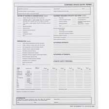 Confined Space Entry Permit - 20# Bond Paper - Brady Part: 65936 ...