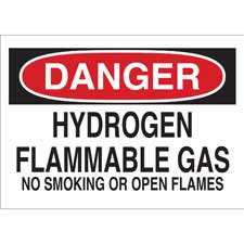 DANGER Hydrogen Flammable Gas No Smoking Or Open Flames Sign | Brady ...