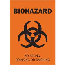 BIOHAZARD No Eating, Drinking Or Smoking Sign - Brady Part: 89158 ...