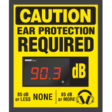 Decibel Status Sign - CAUTION EAR PROTECTION REQUIRED 85 DB OR LESS ...
