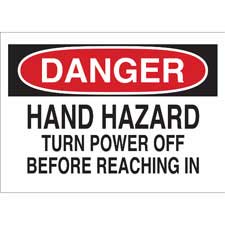DANGER Hand Hazard Turn Power Off Before Reaching In Sign | Brady ...