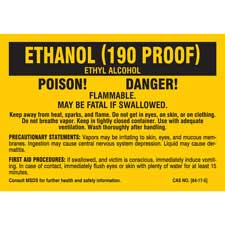 Ethanol 190 Proof Poison Danger Labels - Brady Part: 7259QLS | Brady ...