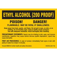 Ethyl Alcohol 200 Proof Poison Danger Labels - Brady Part: 7261QLS ...