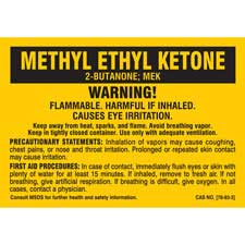 Methyl Ethyl Ketone Warning Labels - Brady Part: 7284PLS | Brady ...