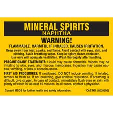 Mineral Spirits Warning Labels - Brady Part: 7287PLS | Brady | BradyID.com