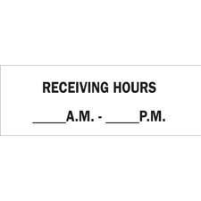 Receiving Hours __Am-_ Pm Sign - Brady Part: 75183 | Brady | BradyCanada.ca