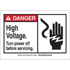 DANGER High Voltage. Turn Power Off Before Servicing. Sign | Brady ...