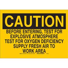 CAUTION Test For Explosive Atmosphere Test For Oxygen Deficiency Sign ...