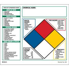 Chemical Hazard Check and NFPA Hazard Rating Labels - Brady Part: 853LS ...