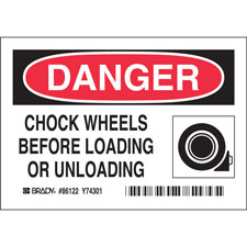 DANGER Chock Wheels Before Loading Or Unloading Labels - Brady Part ...