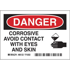 DANGER Corrosive Avoid Contact With Eyes And Skin Labels - Brady Part ...