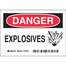 DANGER Explosives Labels - Brady Part: 86133 | Brady | BradyID.com
