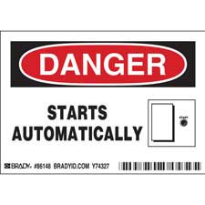 DANGER STARTS AUTOMATICALLY Labels - Brady Part: 86148 | Brady ...
