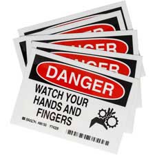 DANGER Watch Your Hands And Fingers Labels - Brady Part: 86150 | Brady ...
