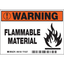 WARNING Flammable Material Labels - Brady Part: 86158 | Brady | BradyID.com