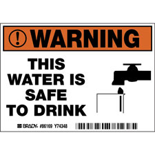 WARNING This Water Is Safe To Drink Labels - Brady Part: 86169 | Brady ...