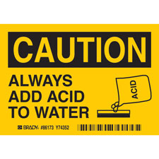 CAUTION Always Add Acid To Water Labels - Brady Part: 86173 | Brady ...