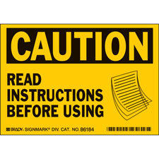 CAUTION Read Instructions Before Using Labels - Brady Part: 86184 ...