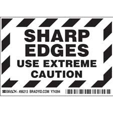 SHARP EDGES USE EXTREME CAUTION Labels - Brady Part: 86213 | Brady ...