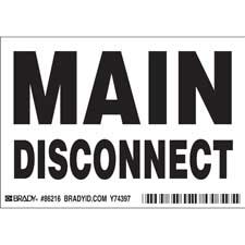 MAIN DISCONNECT Labels - Brady Part: 86216 | Brady | BradyID.com.sg